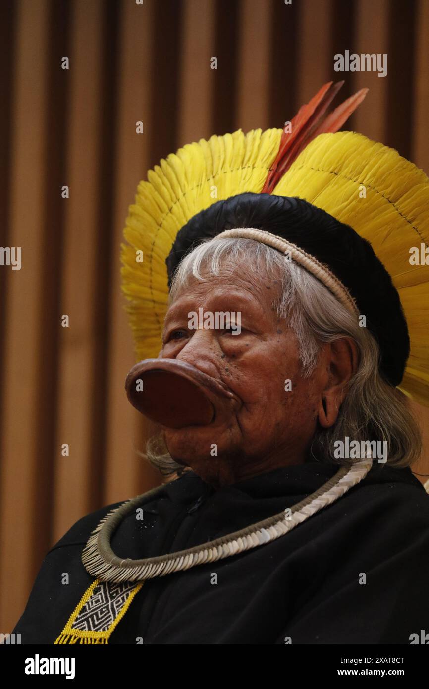 Cacique Raoni Metuktire, chief indigenous leader of the Kayapo ethnic ...