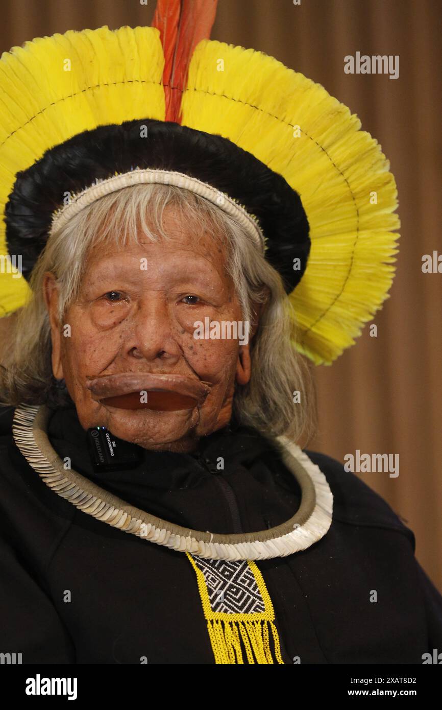 Cacique Raoni Metuktire, chief indigenous leader of the Kayapo ethnic ...