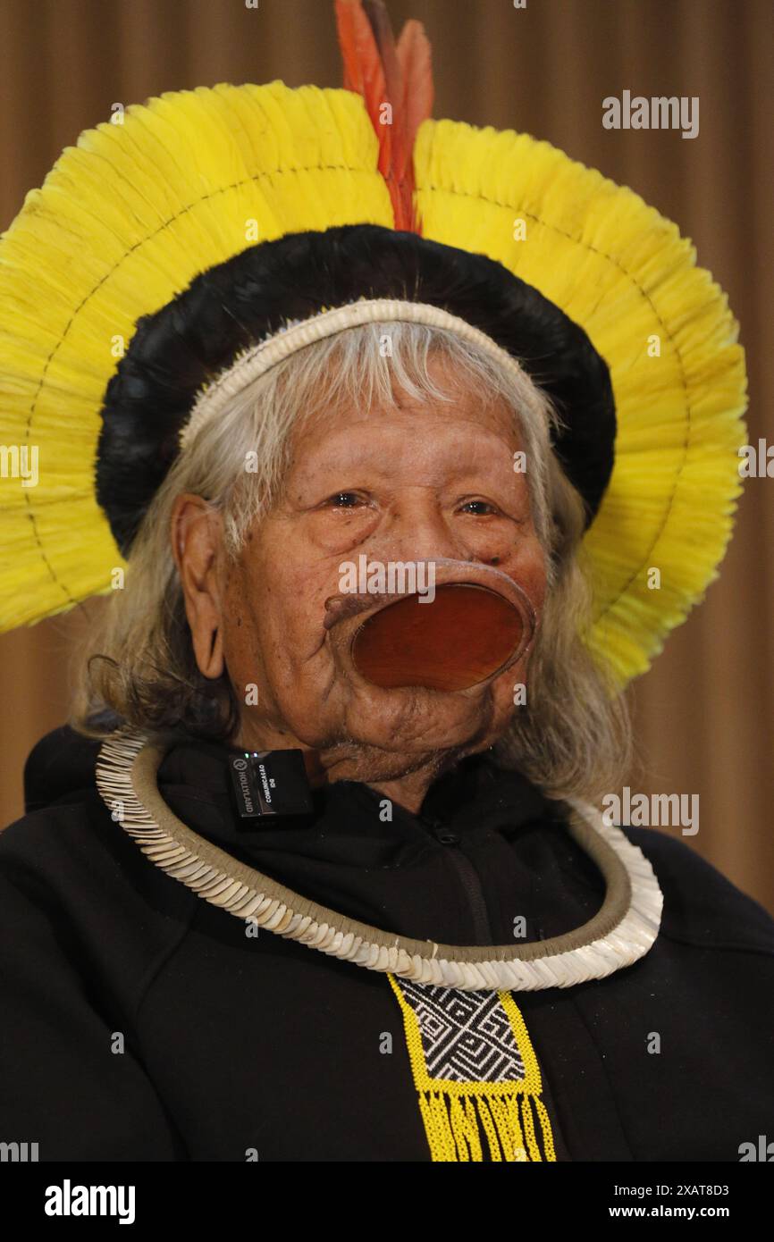 Cacique Raoni Metuktire, chief indigenous leader of the Kayapo ethnic ...