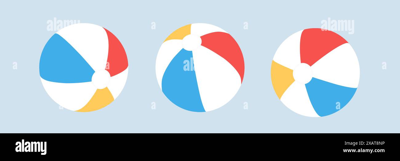 Inflatable ball for beach and water games. Set of beach ball . Beach ...