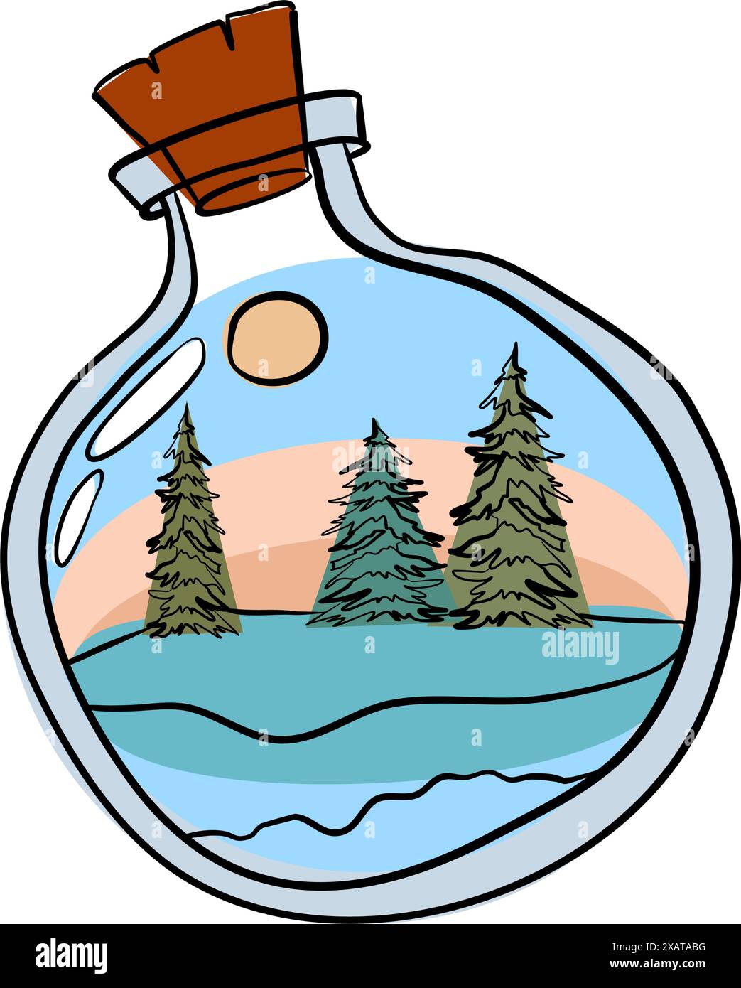 Bottle with forest inside vector illustration Stock Vector Image & Art ...