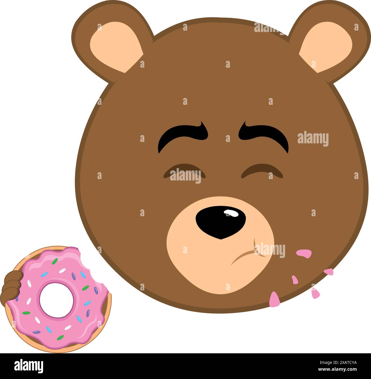 vector illustration face brown bear grizzly cartoon eating raspberry ...