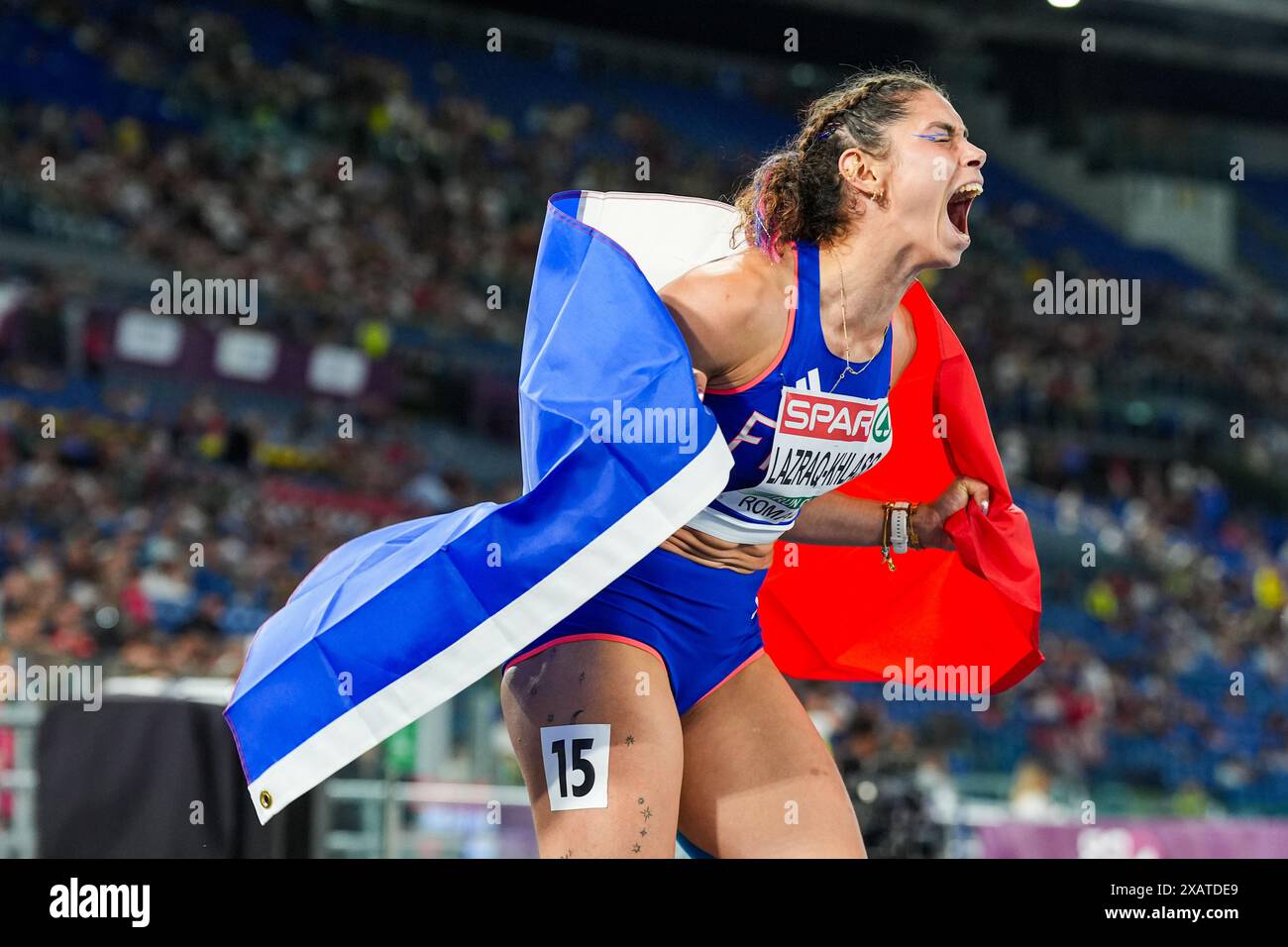Rome, Italy 20240608. French Auriana Lazraq-Khlass after finishing for silver under 800 meters ...