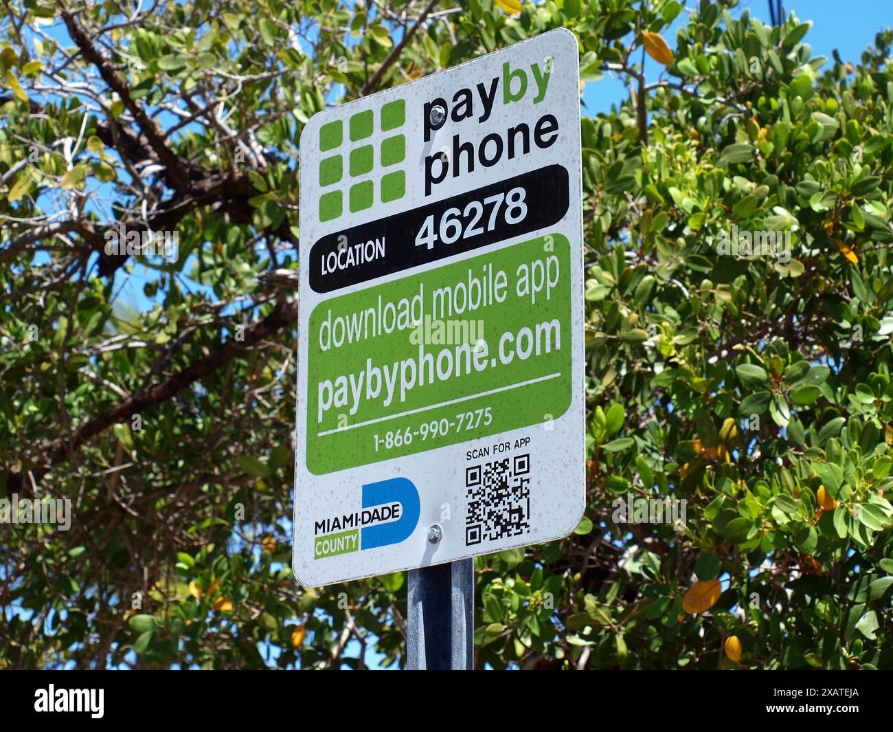 Miami, Florida, United States - April 13, 2024: Sign with information ...