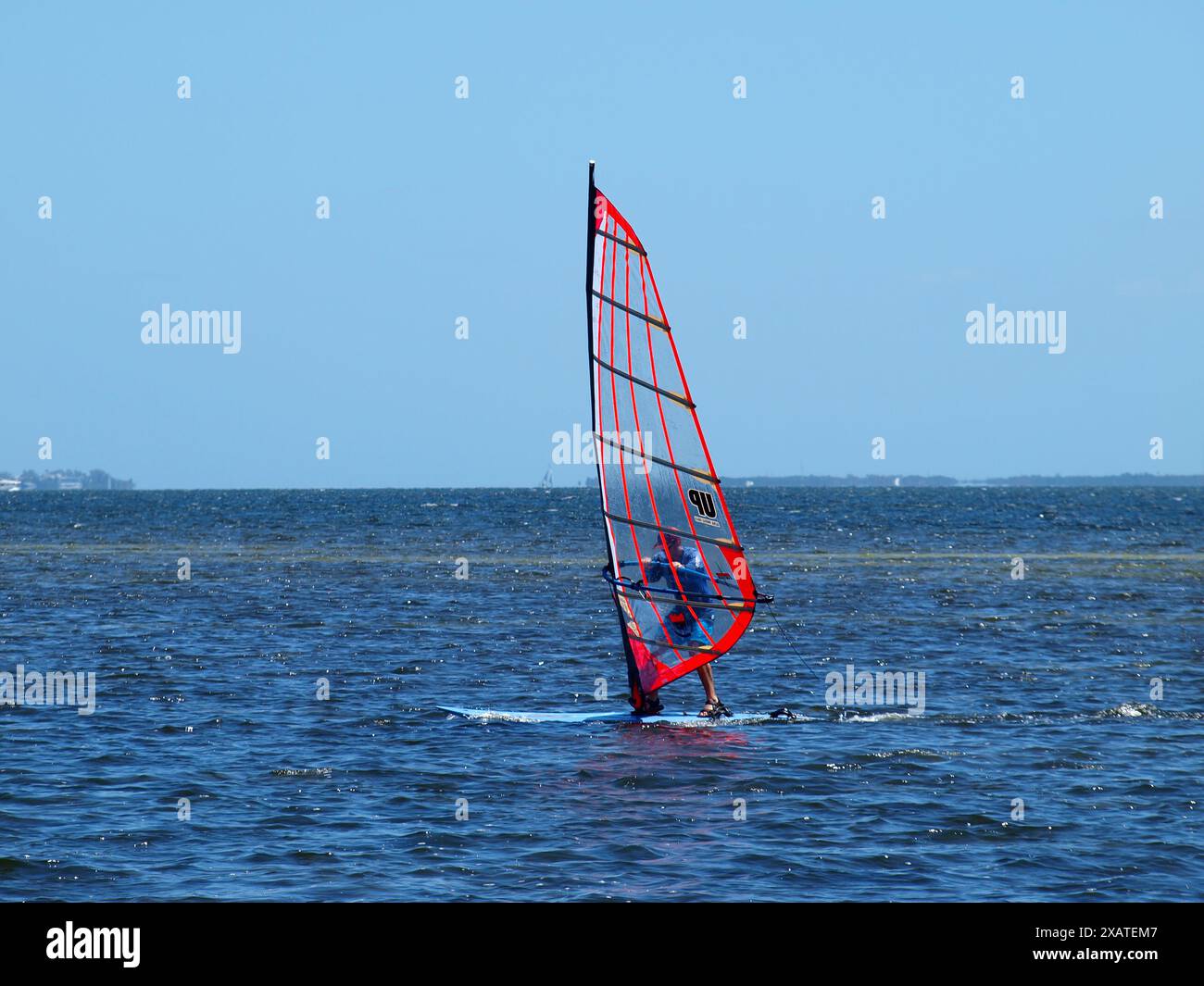 Miami, Florida, United States - April 13, 2024: Windsurfer in Biscayne ...