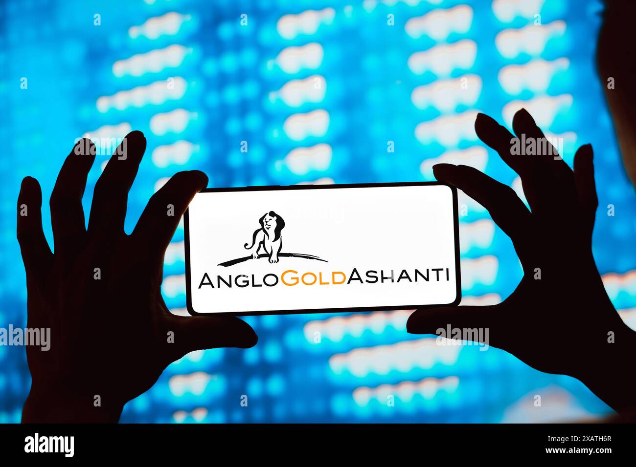 In this photo illustration, the AngloGold Ashanti logo is displayed on ...