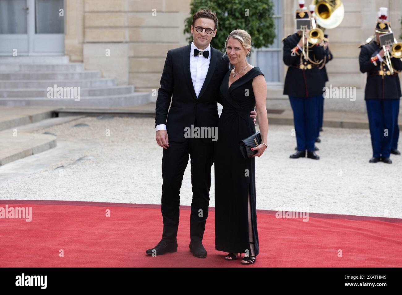 Laurent Macron and his wife Sabine Macron arriving to attend an ...