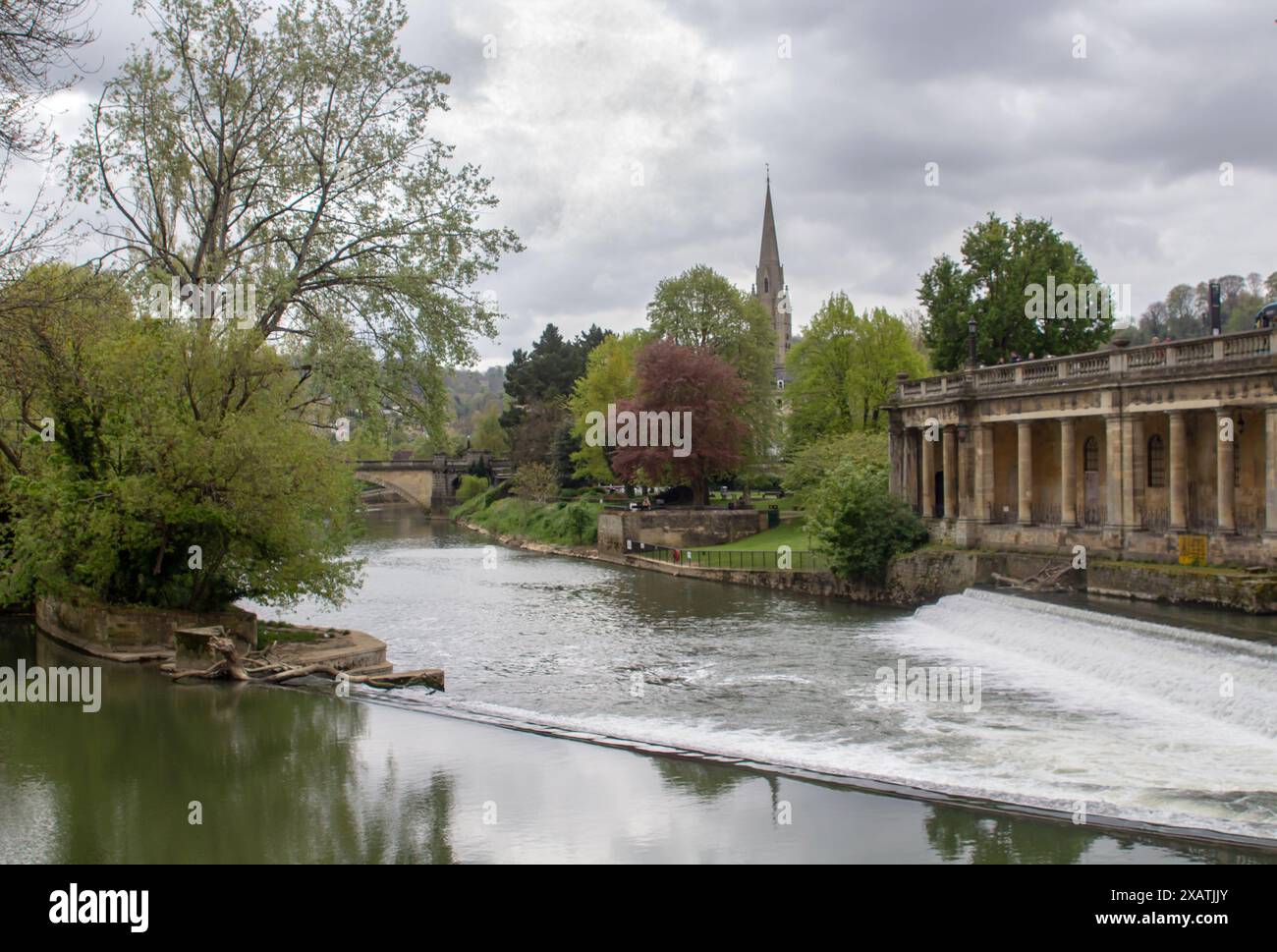 24 April 24 The Pulteney Weir on the River Avon overlooked by Parade ...