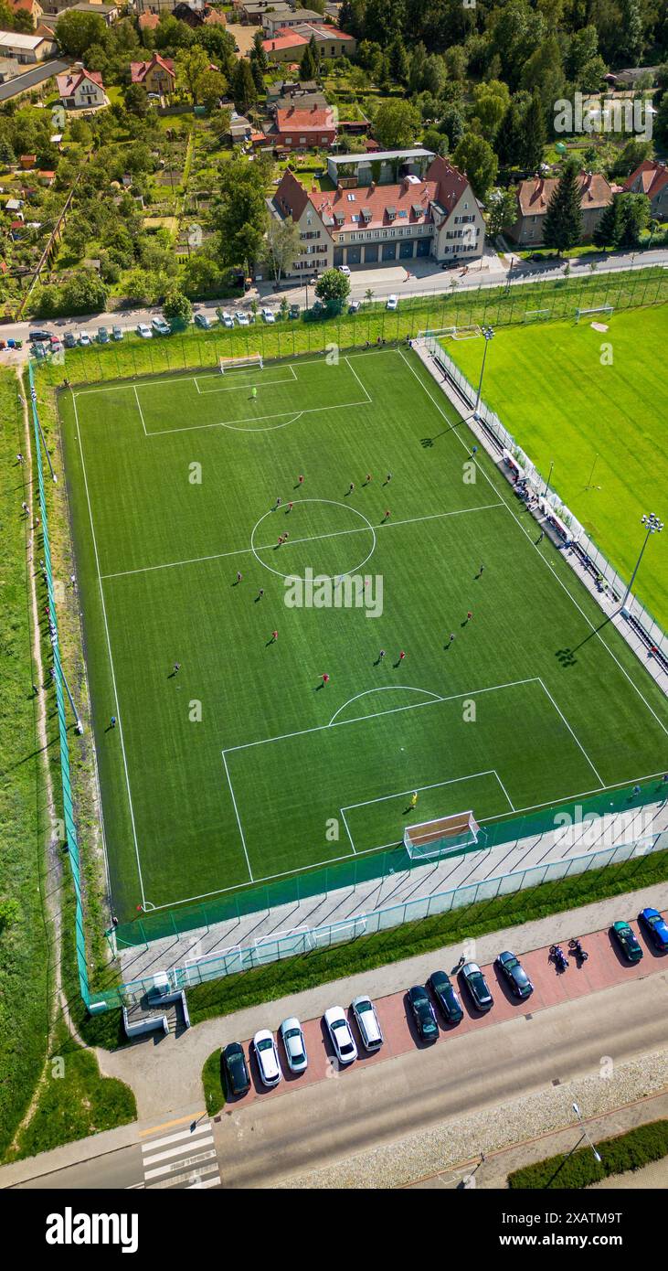 Aerial View of Soccer Game on Artificial Turf Stock Photo - Alamy