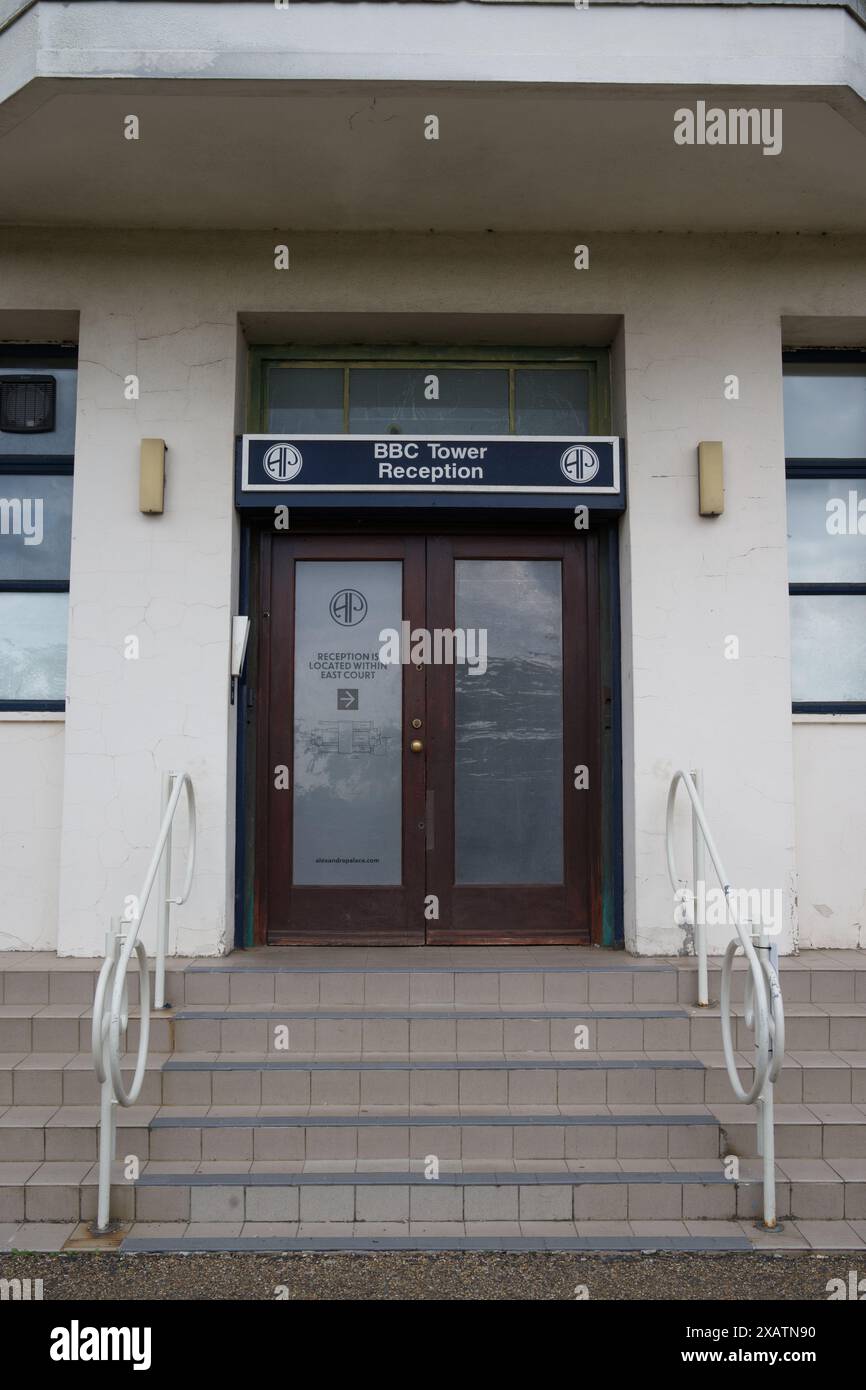 The entrance to the BBC Tower Reception at Alexandra Palace in North ...