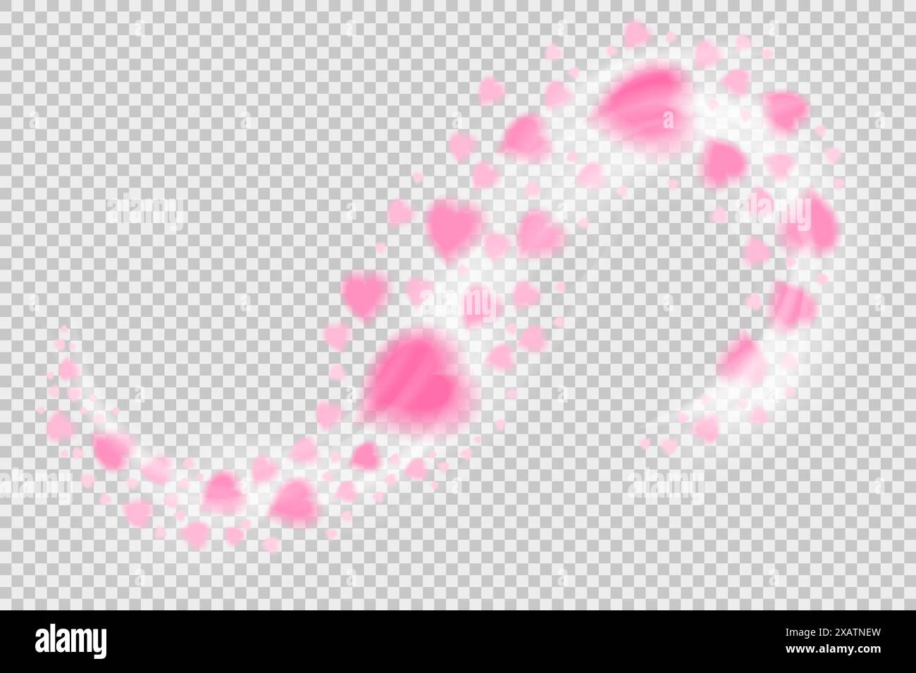 Heart trail on transparent background. Particles flying in magic wind ...