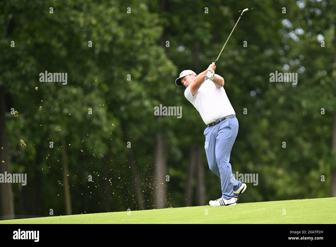 Dublin, Ohio, USA. 8th June, 2024. Sepp Straka (AUT) hits on the 9th ...