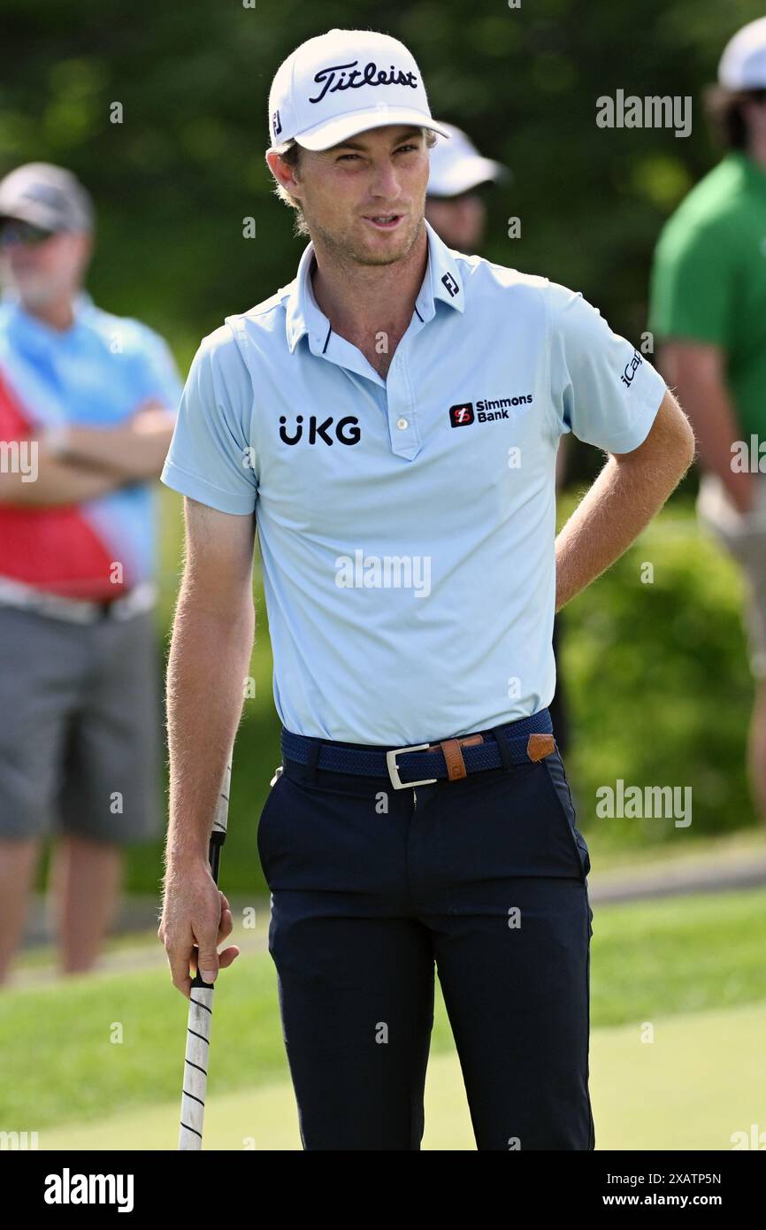 Dublin, Ohio, USA. 8th June, 2024. Taylor Pendrith (USA) on the putting ...