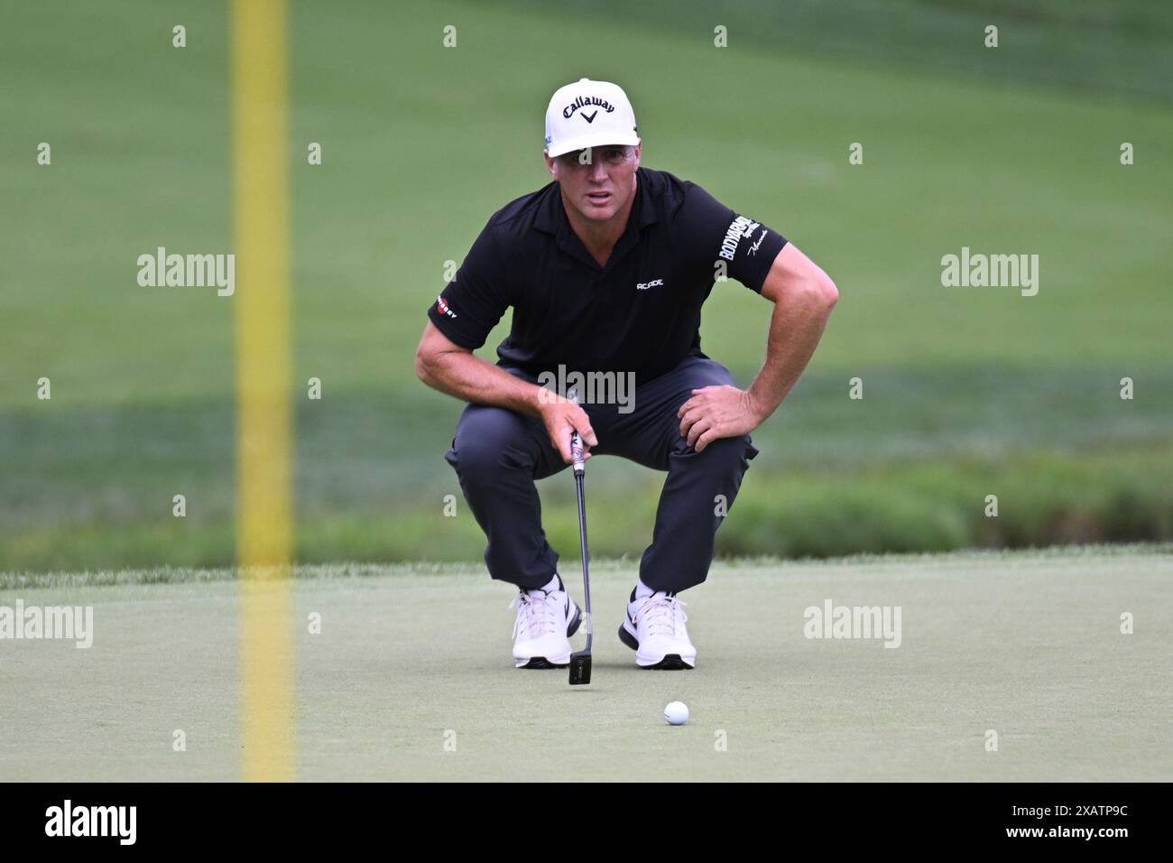 Dublin, Ohio, USA. 8th June, 2024. Alex Noren (SWE) putts on the 9th ...
