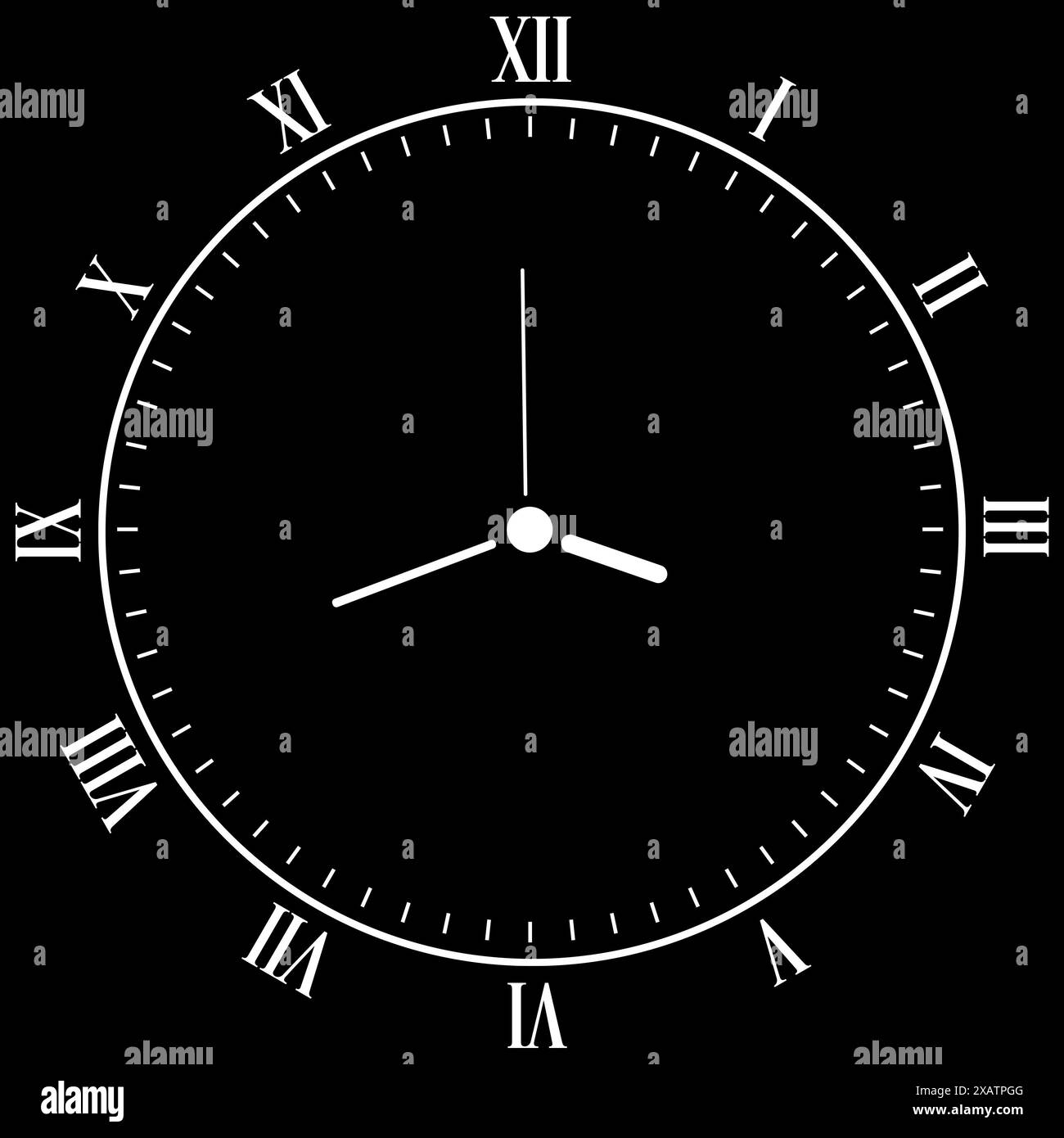 Clock face with roman numerals on black background Stock Photo - Alamy