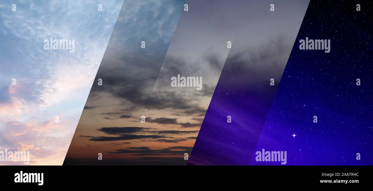 Forecast concept. Collage of photos with different weather conditions ...