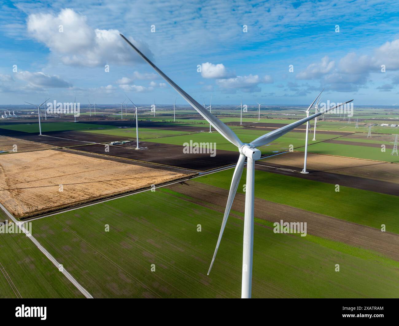 White Big Wind Turbine Generating Sustainable Green Energy for ...