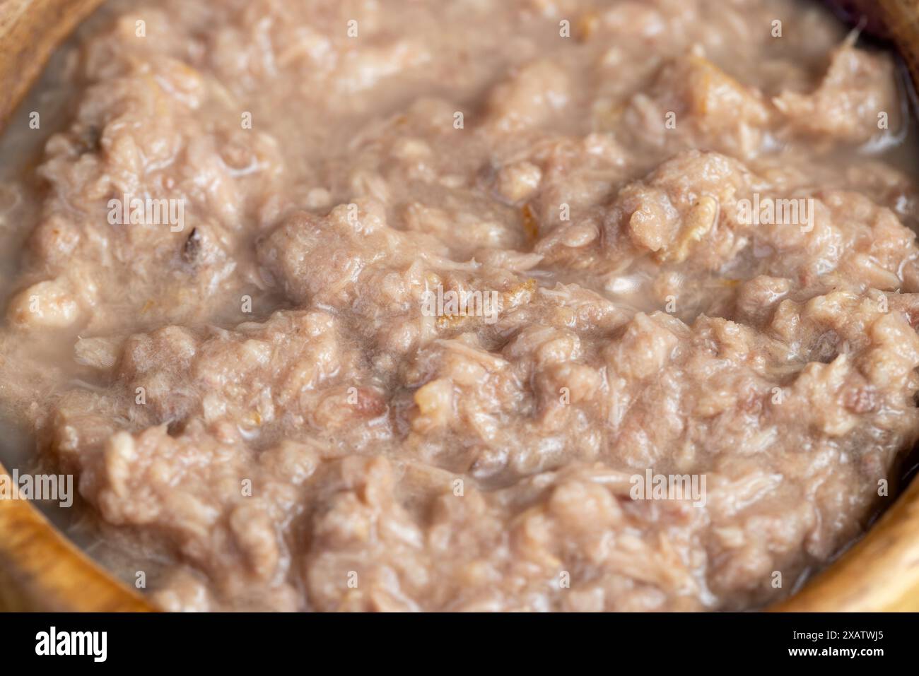 canned tuna fillet in a bowl, canned fish from finely chopped stewed ...
