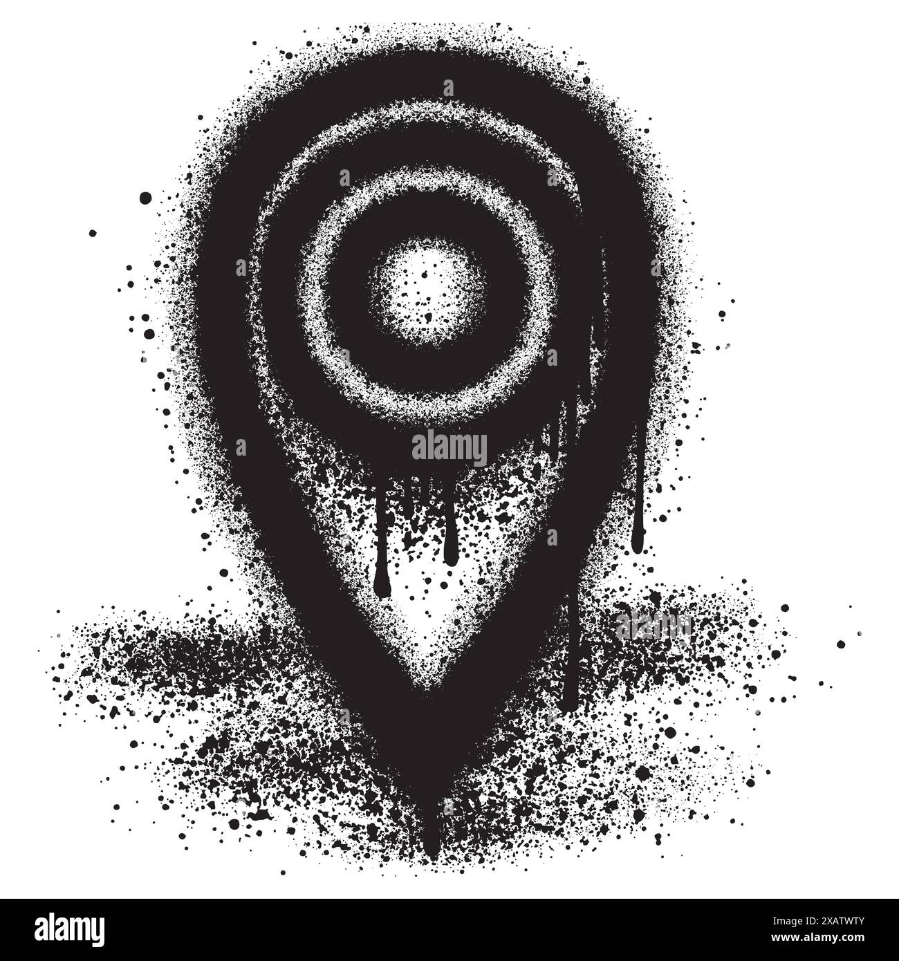 Spray Painted Graffiti Map pointer icon Sprayed isolated with a white ...