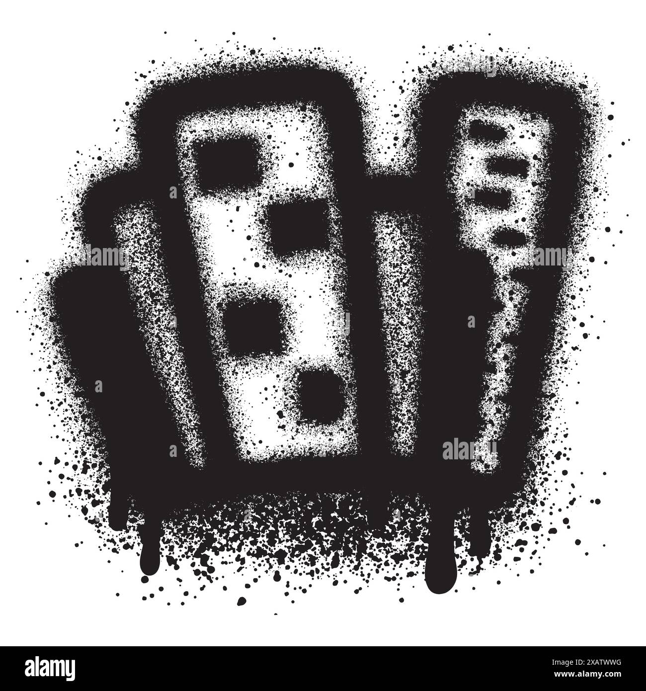 Spray Painted Graffiti building isolated with a white background. EPS ...