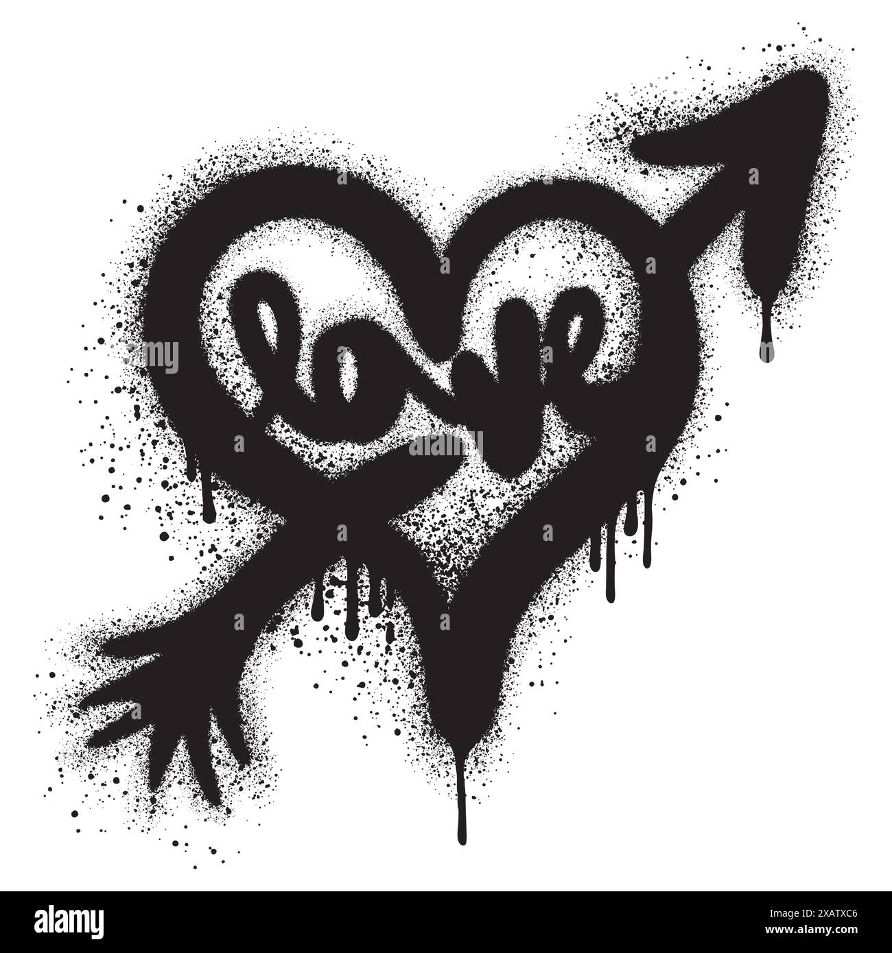 Graffiti Style Heart And Arrow isolated on White background Stock ...
