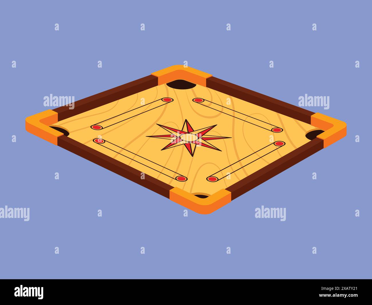 Wooden Carrom Board Game Vector Illustration Carrom game icon Indian ...