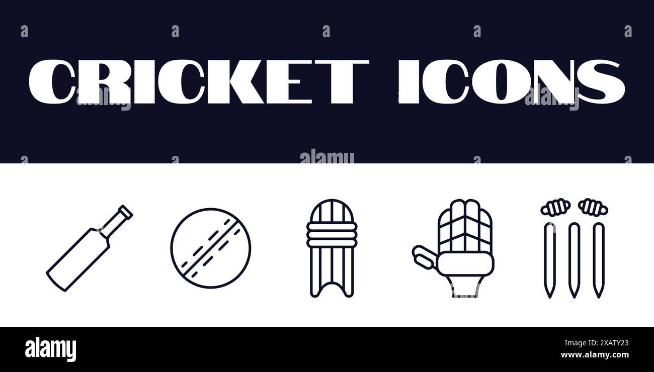 Cricket Icon collection set vector. Cricket line icons vector set Stock ...