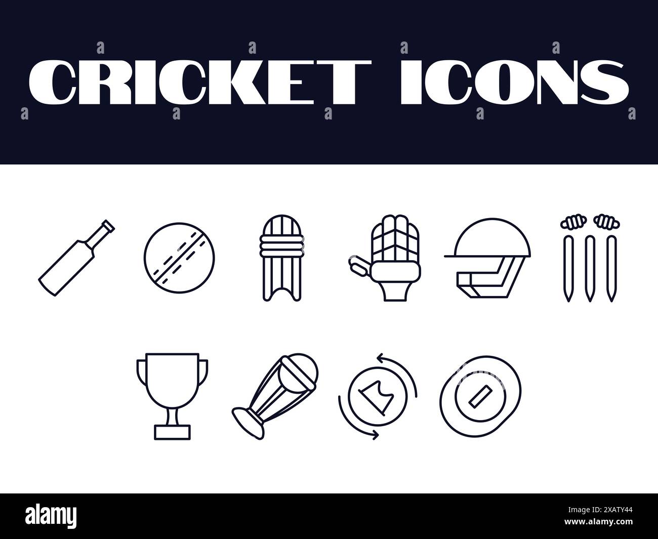Cricket Icon collection set vector. Cricket line icons vector set Stock ...