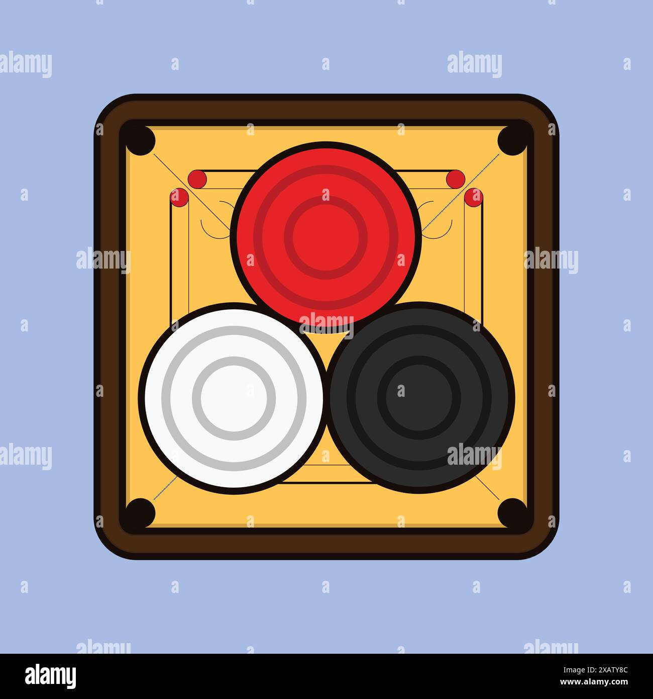 Wooden Carrom Board Game Vector Illustration Carrom game icon Indian ...