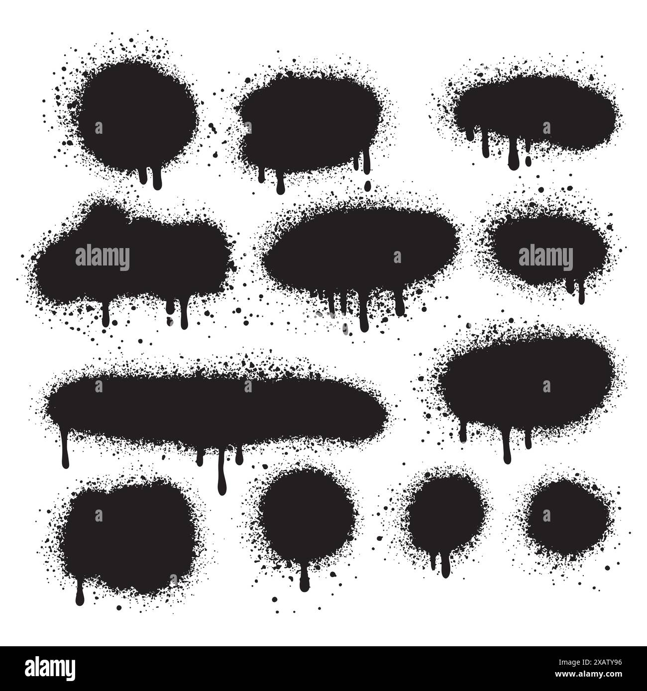 Set of graffiti spray banners. Vector spray paint shapes with Lines and ...