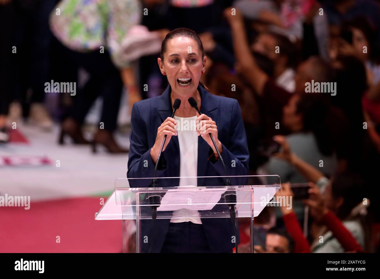 Incoming President of Mexico Claudia Sheinbaum Pardo, in her speech ...