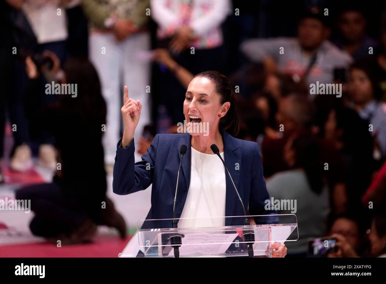 Incoming President of Mexico Claudia Sheinbaum Pardo, in her speech ...