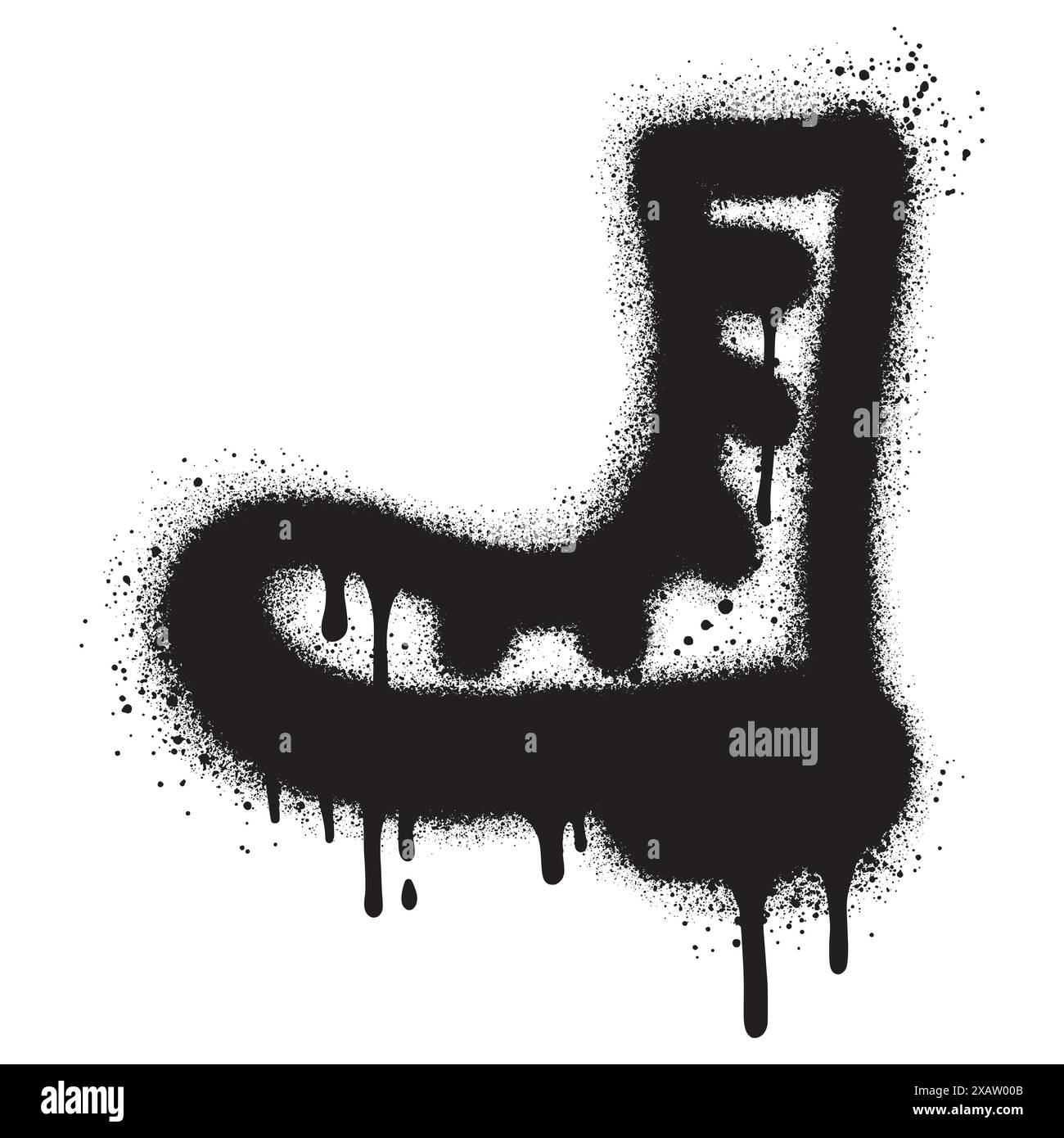 shoe logo in urban graffiti style with black spray paint. vector ...