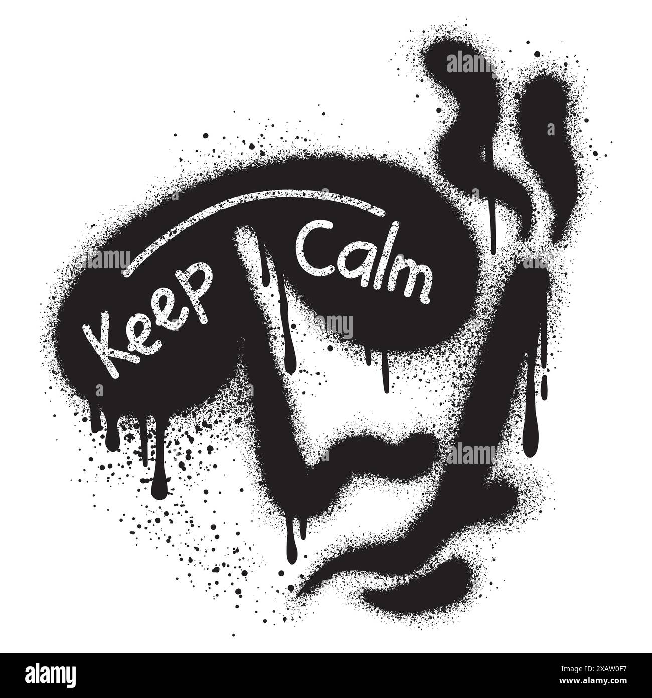 Spray Paint Graffiti Face wearing glasses isolated on white background ...