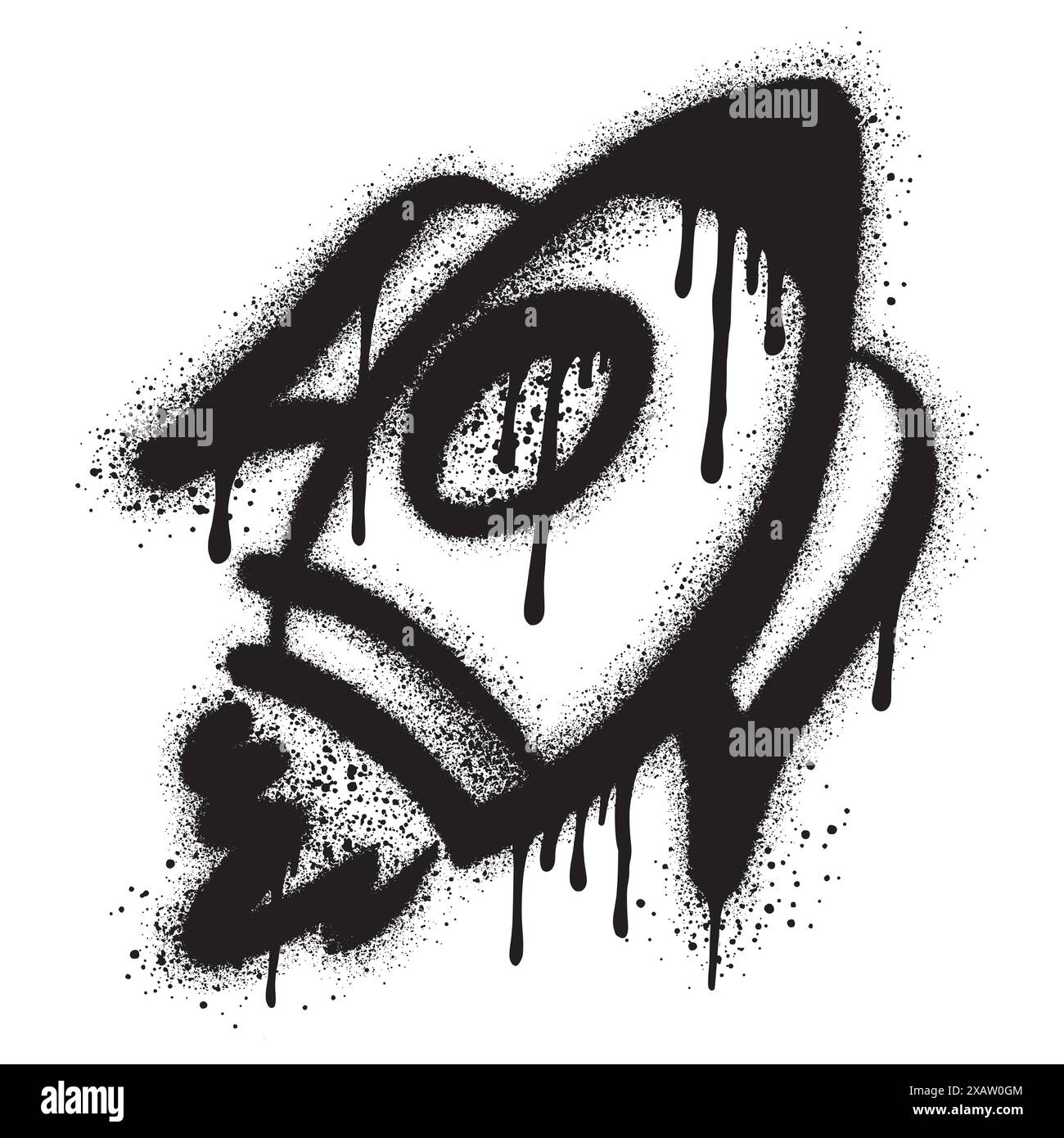 Spray Painted Graffiti rocket ship isolated with a white background ...