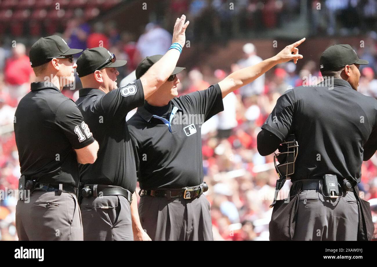 St. Louis, United States. 08th June, 2024. Major League umpires (L to R ...