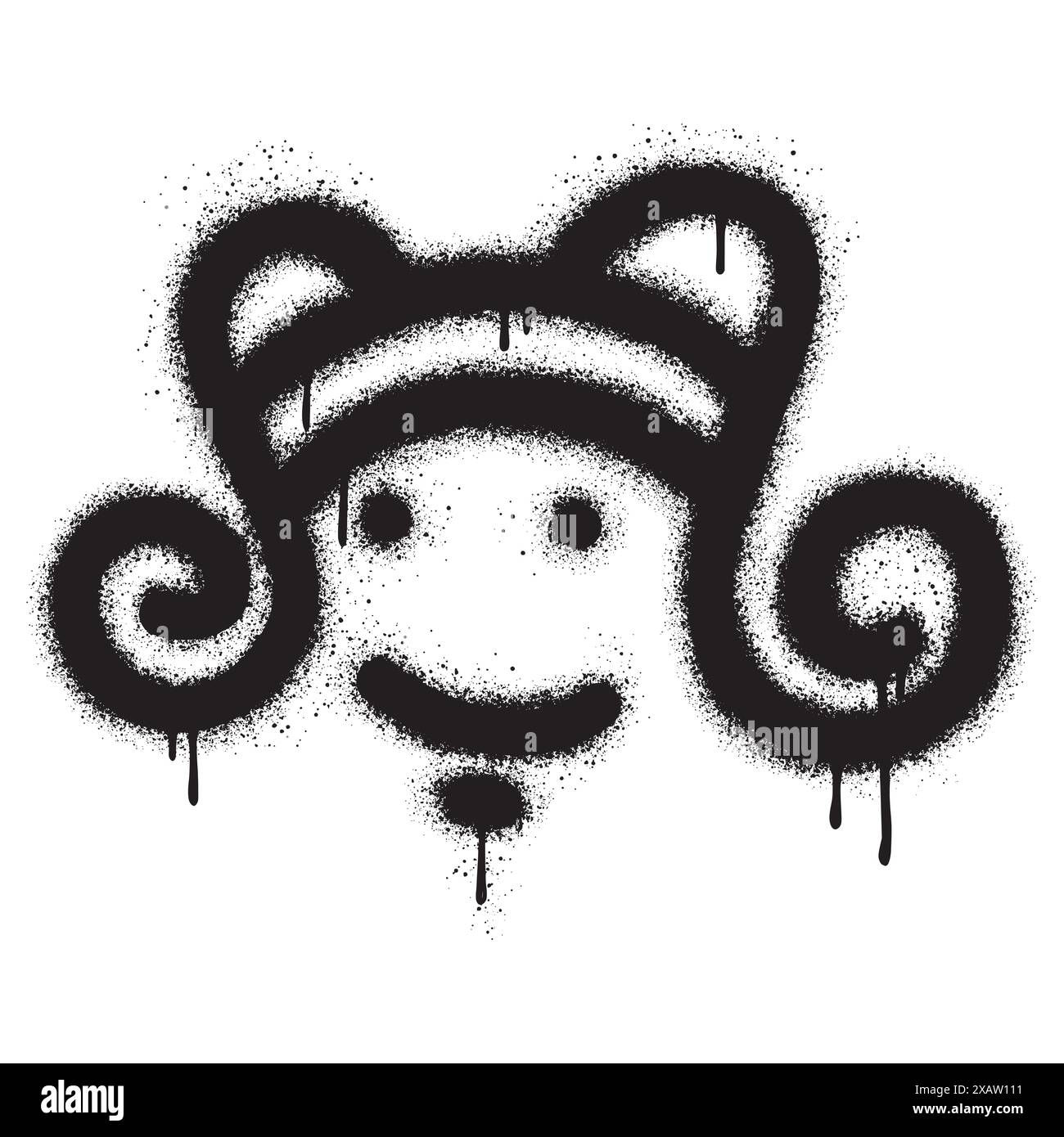 Spray Paint Graffiti funny child face isolated on white background. vector illustration Stock ...