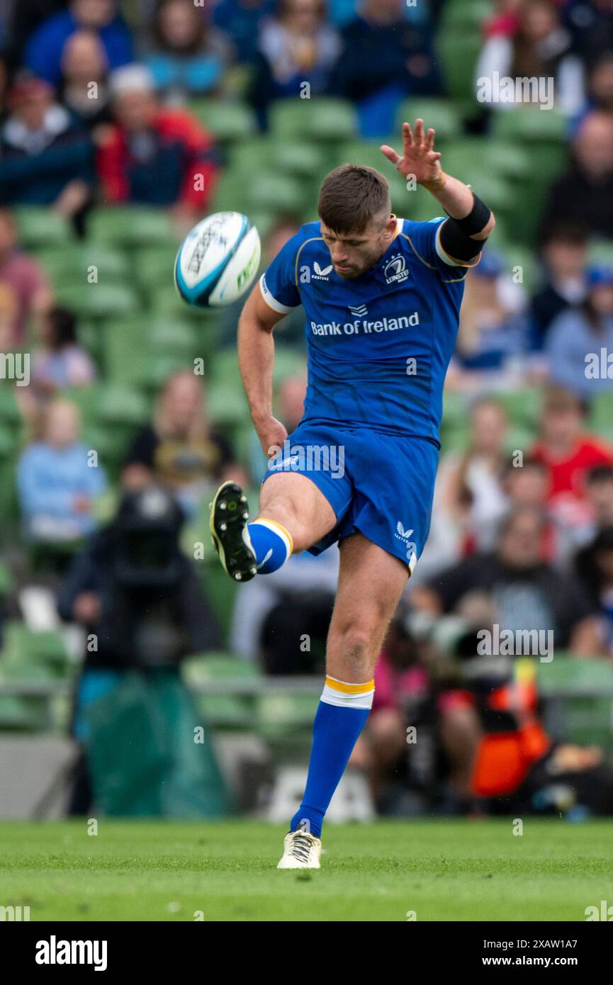 Dublin, Ireland. 08th June, 2024. Ross Byrne of Leinster during the ...