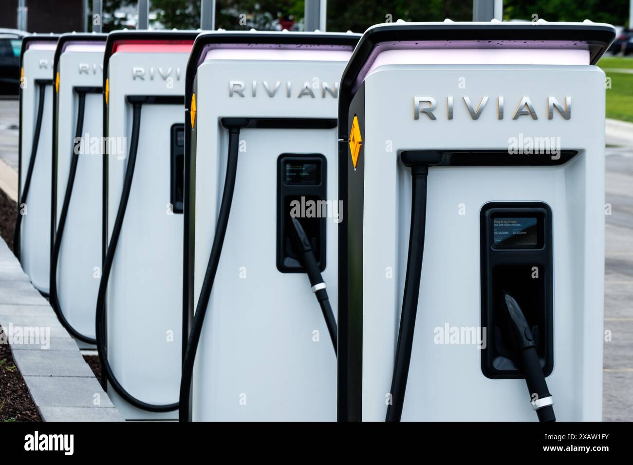Rivian electric vehicle (EV) chargers, Maumee, Ohio, USA Stock Photo ...
