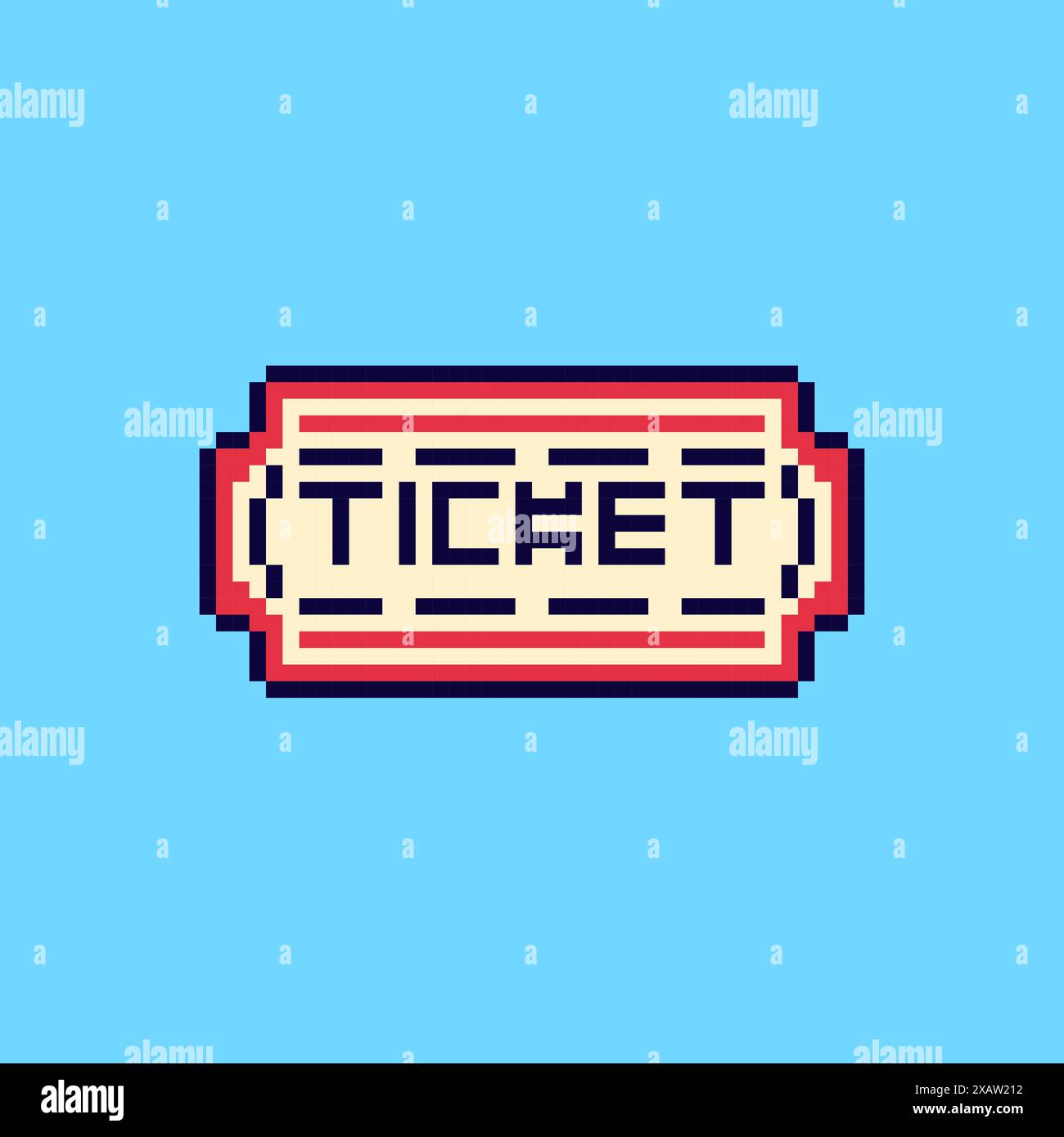 Vector Illustration of ticket with Pixel Art Design, perfect for game ...