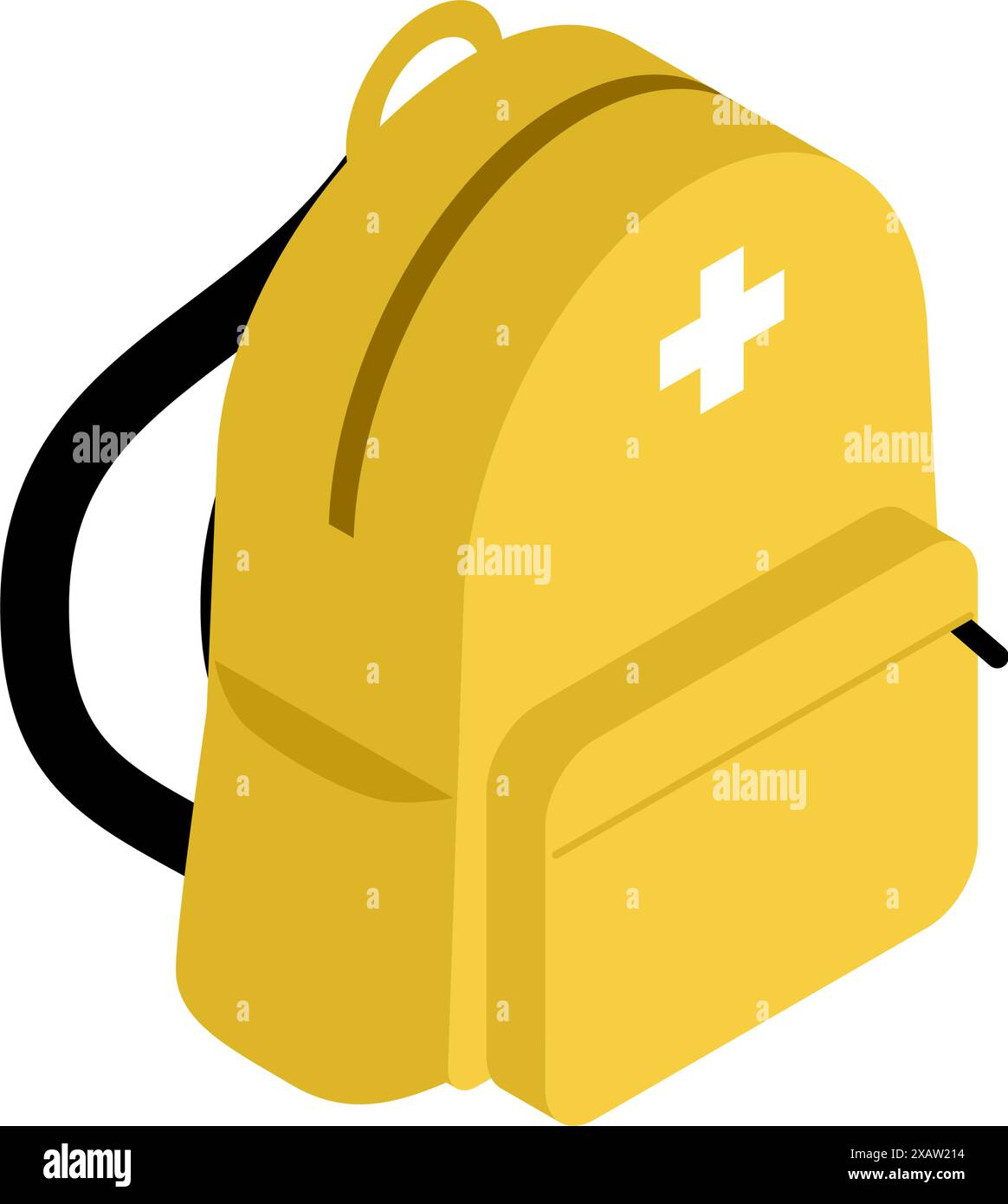Eemergency kit of emergency rucksack, simple isometric illustration ...