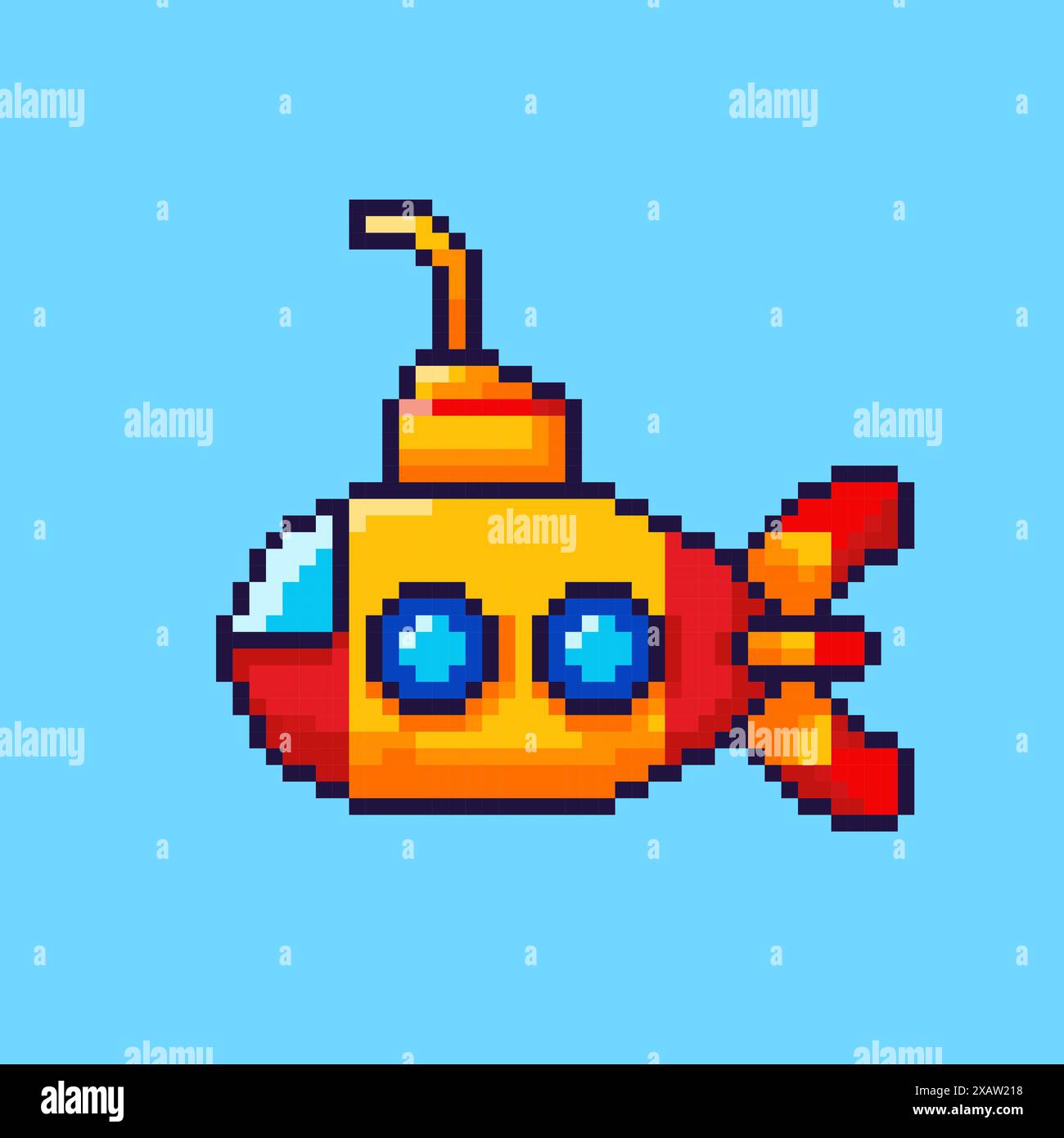 Vector Illustration of submarine with Pixel Art Design, perfect for ...