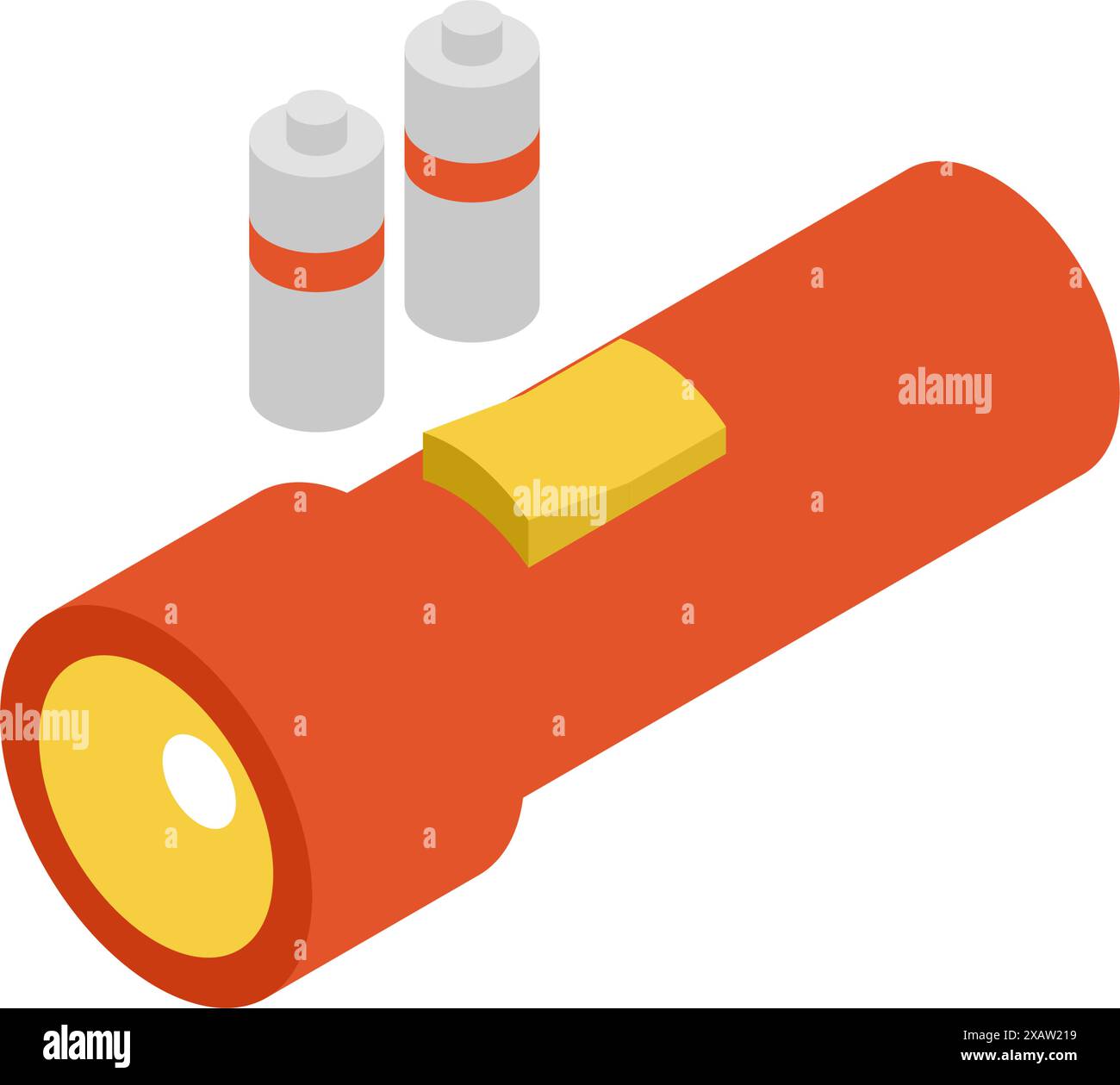 Eemergency kit of flashlight and battery, simple isometric illustration ...