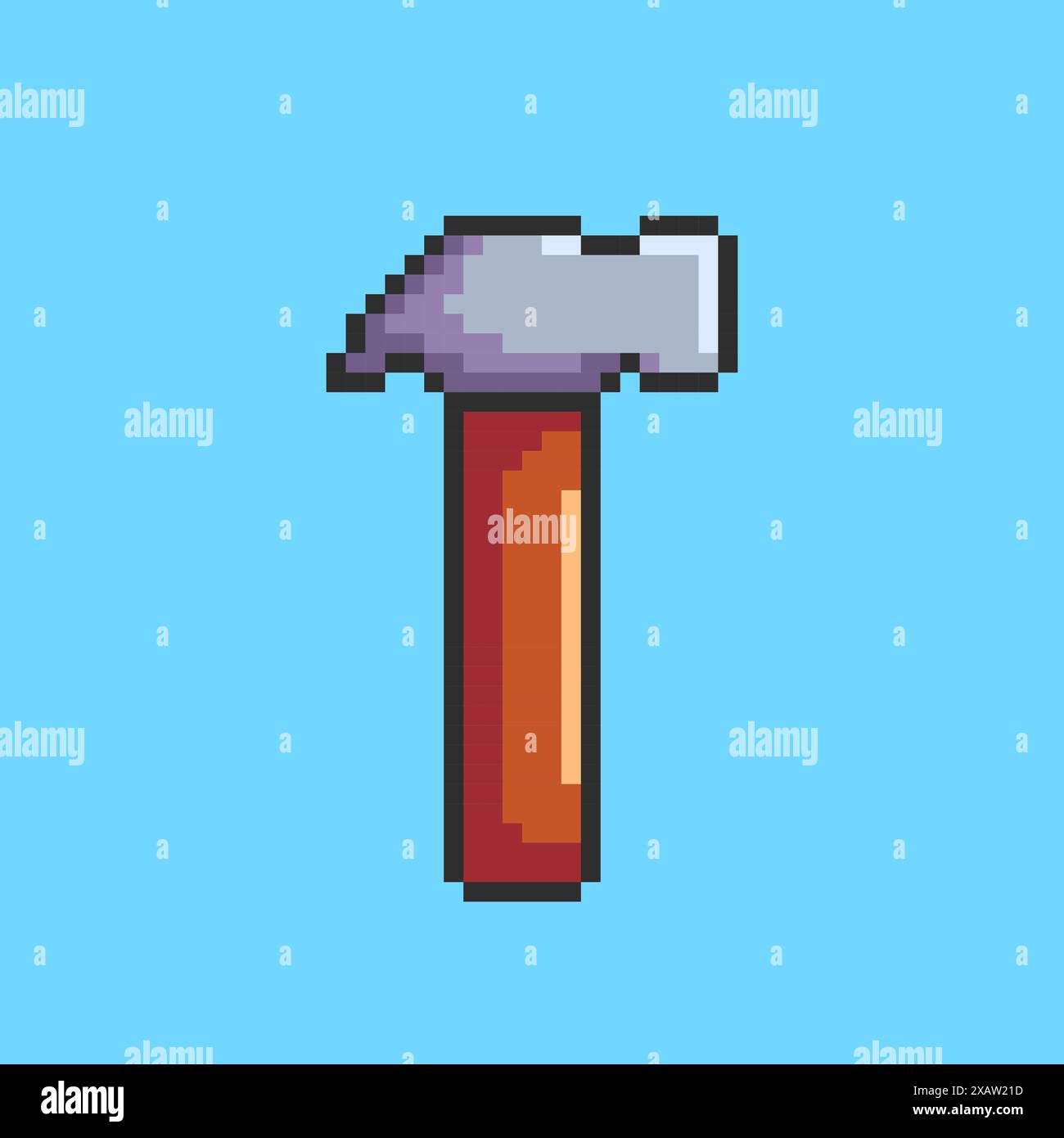 Vector Illustration of hammer with Pixel Art Design, perfect for game assets themed designs ...