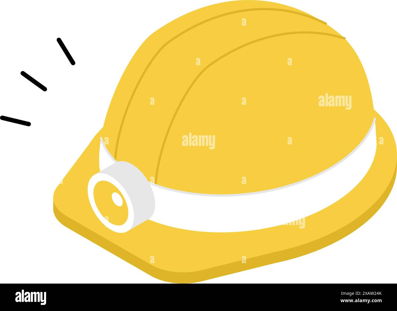 Eemergency kit of helmet with headlight, simple isometric illustration ...