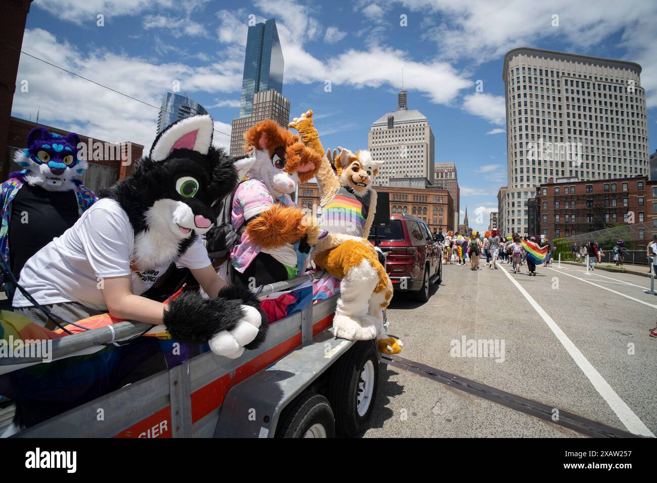 Boston, Massachusetts, USA June 8, 2024. Furries march in the Boston ...
