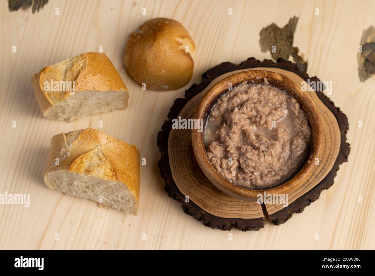 canned tuna fillet in a bowl, canned fish from finely chopped stewed ...