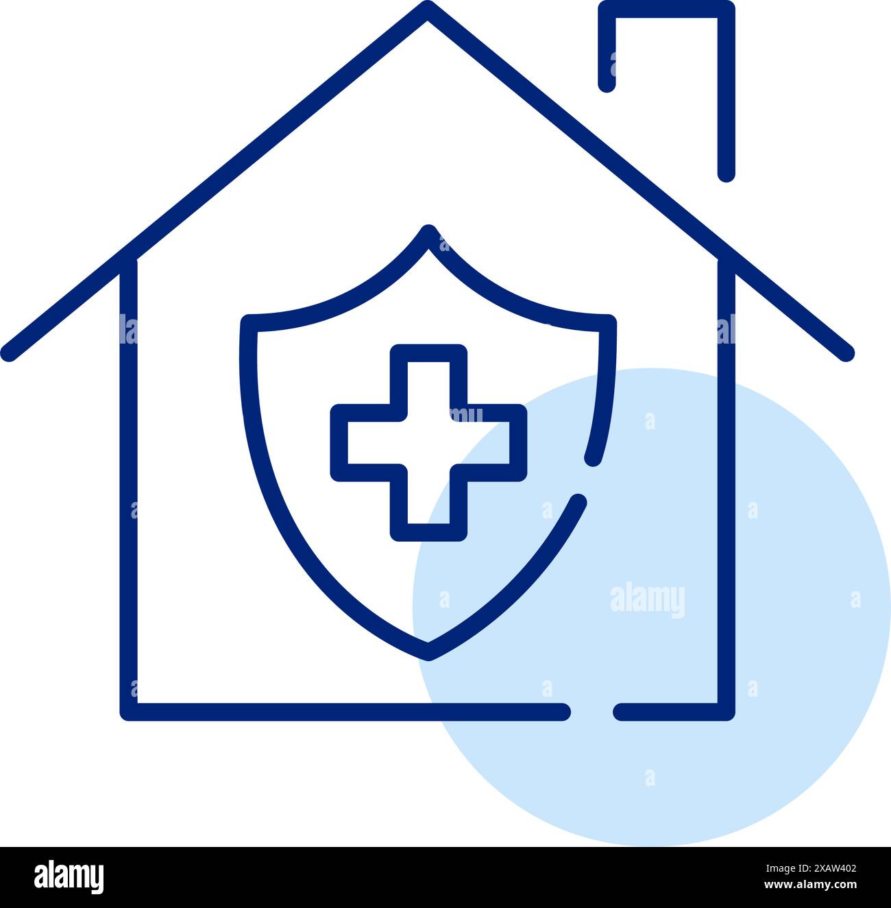 House and shield with cross. Family medical insurance. Healthcare ...