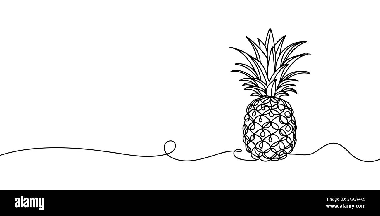 Pineapple continuous one line drawing of outline vector illustration ...
