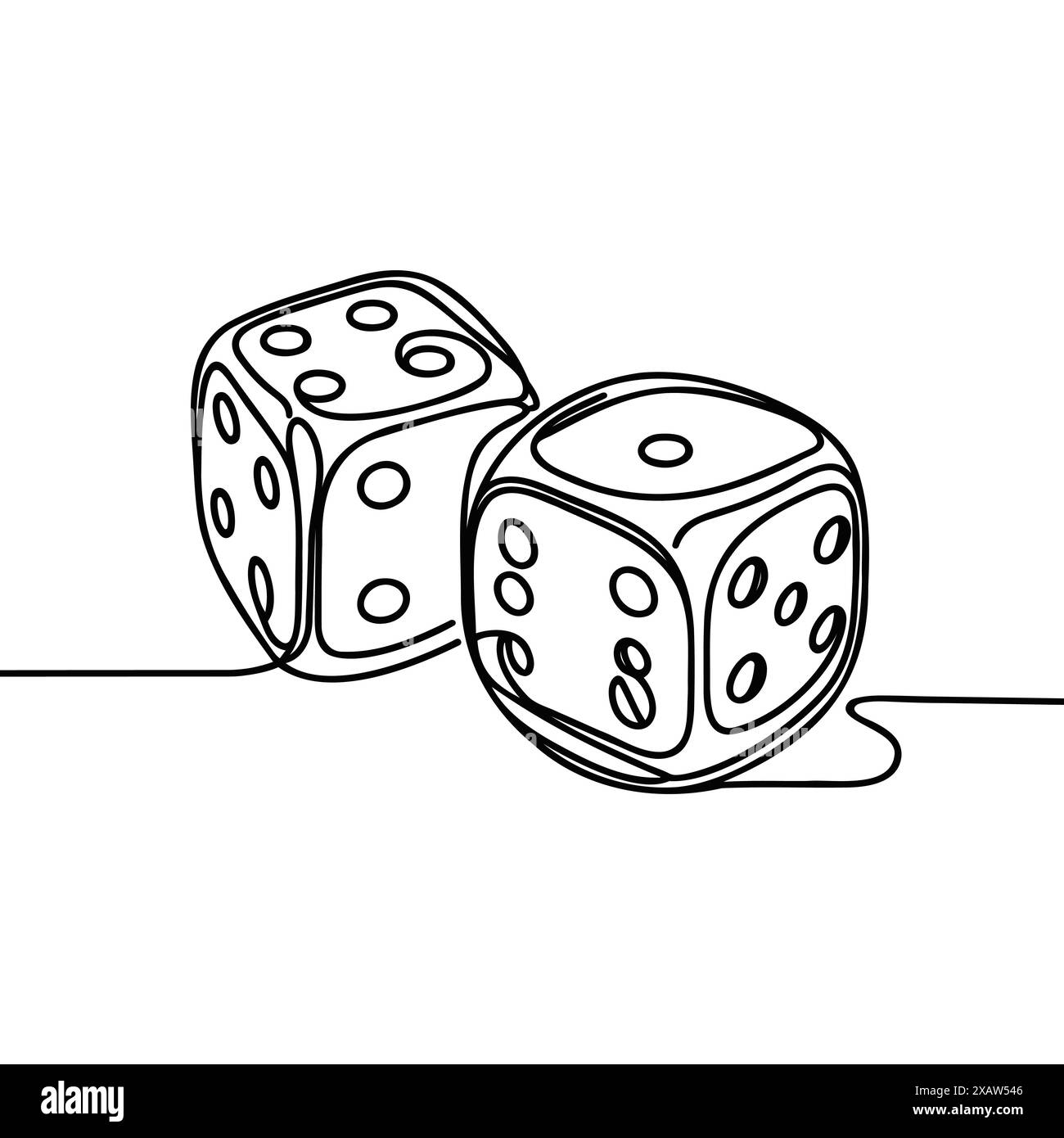 Two casino dices. Continuous one line drawing style. Vector ...